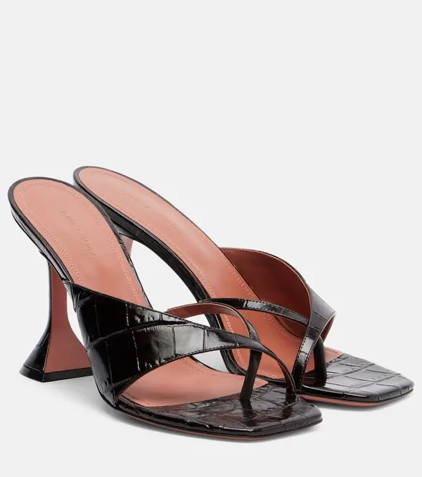 Amina Muaddi Shiona Croc-effect Leather Mules