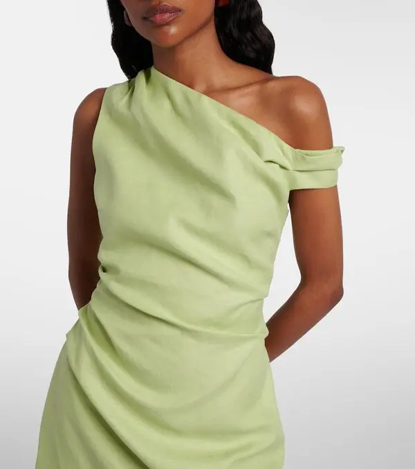 SIR. Asymmetric Linen Minidress - Green