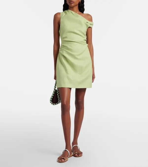 SIR. Asymmetric Linen Minidress - Green