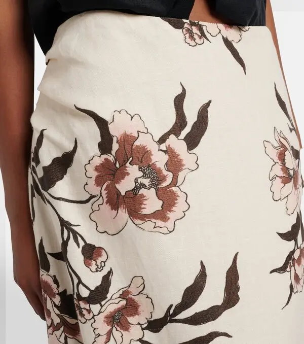 SIR. Floral Linen Maxi Skirt - White