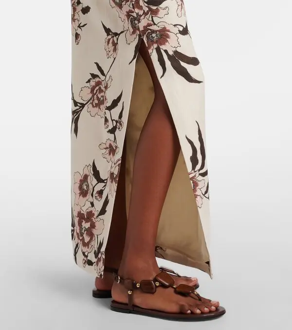 SIR. Floral Linen Maxi Skirt - White