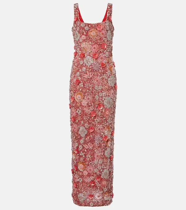 Rachel Gilbert Embellished Floral Gown