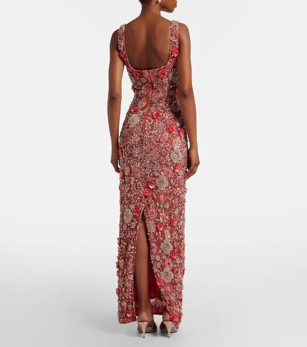 Rachel Gilbert Embellished Floral Gown