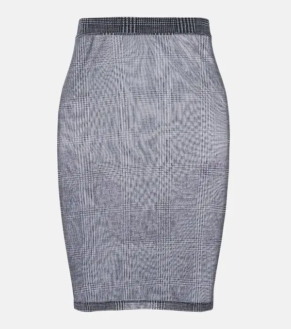 Elie Saab Checked Sheer Pencil Skirt