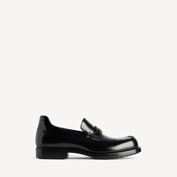 Balenciaga Shiny Calfskin Loafer With Embossed Logo