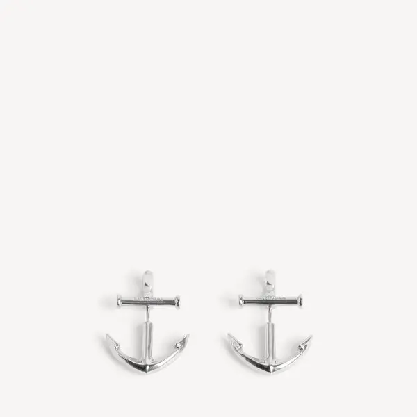 Balenciaga Anchor Earrings In Antique Brass - Silver