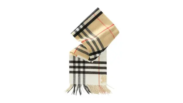 Burberry Doublefaced Contrast Check Ekd Scarf - Sand/pebble White