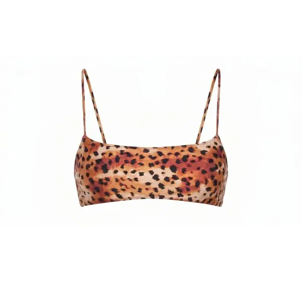 SUNKISSED Sporty Leopard Print Bikini Top - Orange/gold