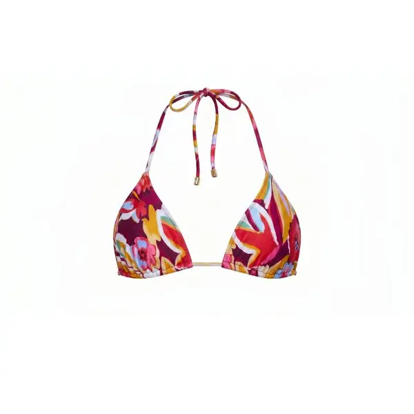 SUNKISSED Floralia Triangle Bikini Top - Pink/gold
