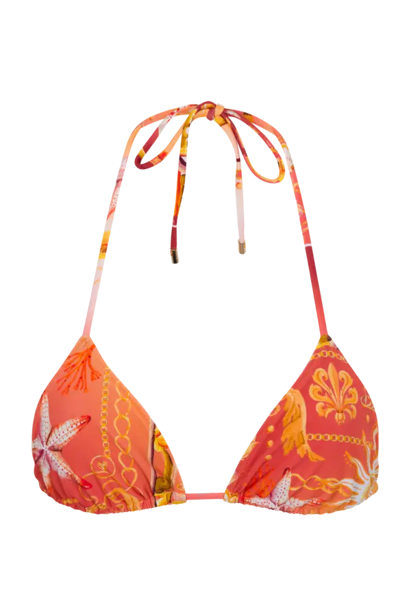 SUNKISSED Triangle Bikini Top - Orange/white