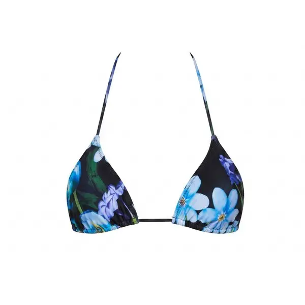 SUNKISSED Midnight Bloom Triangle Bikini Top - Black/blue