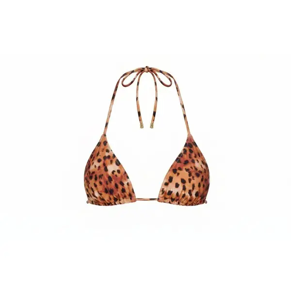 SUNKISSED Golden Leopard Triangle Bikini Top - Orange/gold