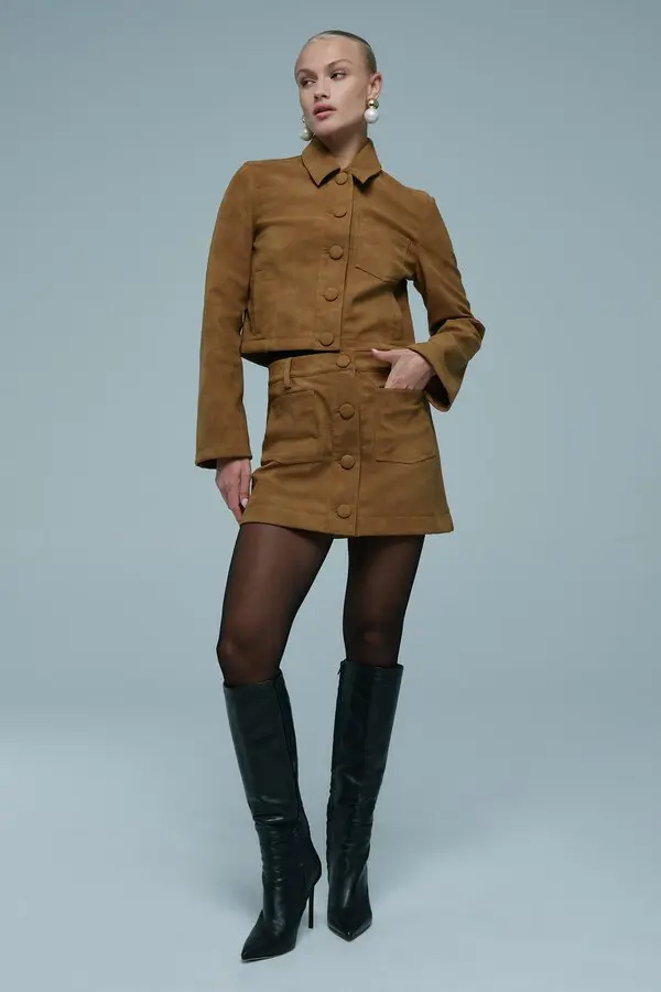 Bardot Lorenzo Croc Vegan Suede Mini Skirt