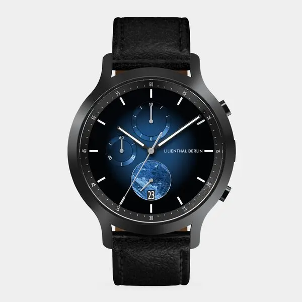 Lilienthal Berlin Chronograph Meteorite Flare Leather Black - Blue