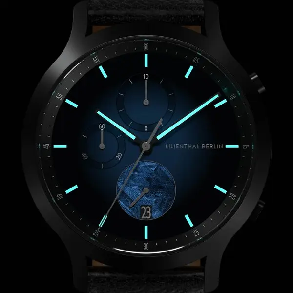 Lilienthal Berlin Chronograph Meteorite Flare Leather Black