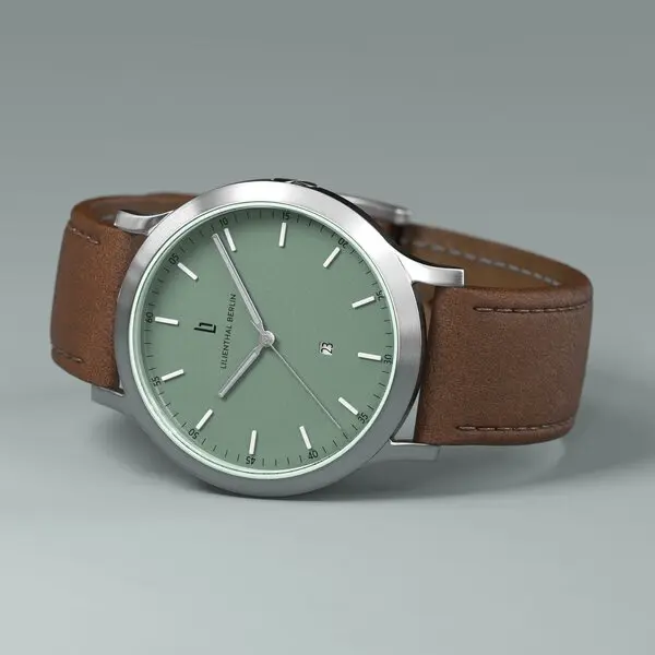 Lilienthal Berlin Huxley Silver Sage Leather Watch - Green