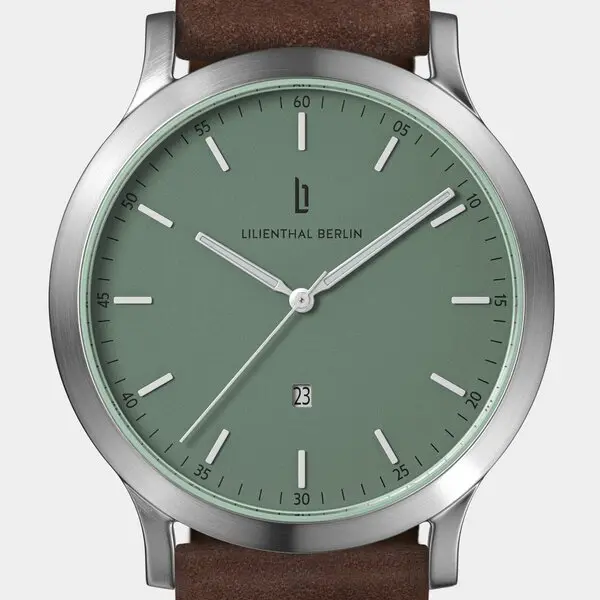 Lilienthal Berlin Huxley Silver Sage Leather Watch - Green