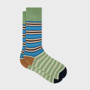 Paul Smith Mixed Stripe Crew Socks - Blue