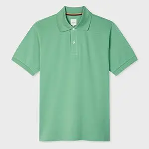 Paul Smith Turquoise Green Cotton 'artist Stripe' Placket Polo Shirt - Blue