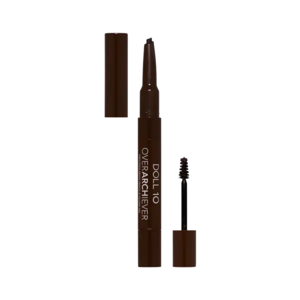 DOLL 10 Overarchiever Precision Brow Pencil And Filling Gel - Dark Brown