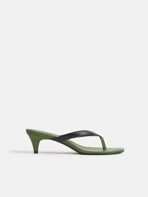 REFORMATION Amelia Heeled Thong Sandal - Green