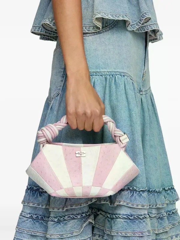 GANNI Bou Striped Leather Shoulder Bag