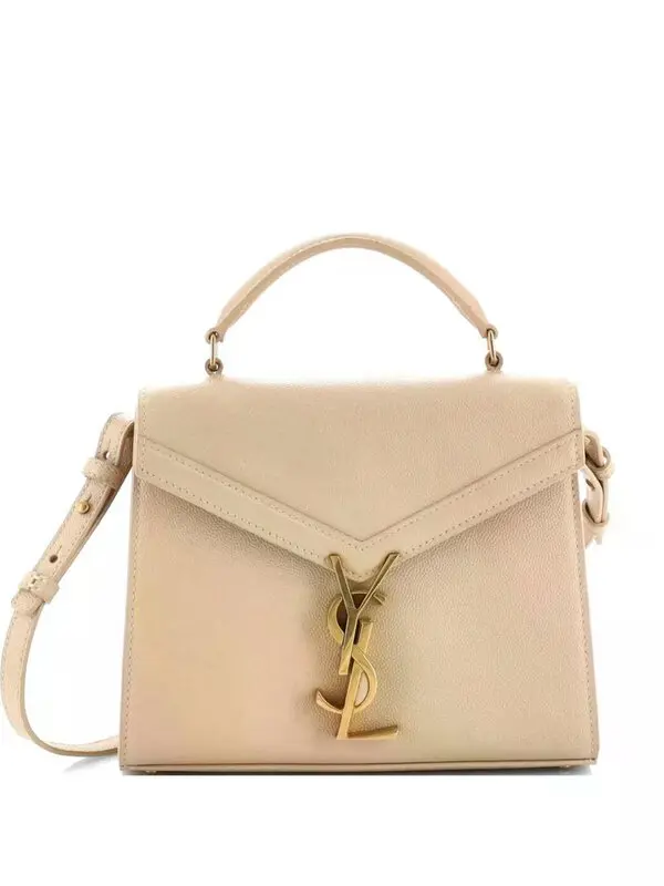 Saint Laurent Cassandra Leather Mini Shoulder Bag - Neutrals