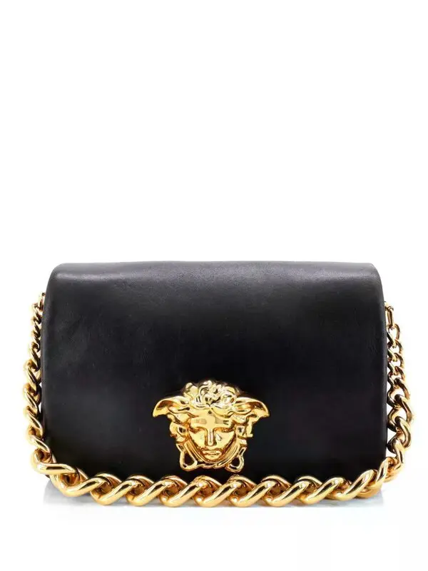 Versace Palazzo Medusa Flap Leather Shoulder Bag - Black