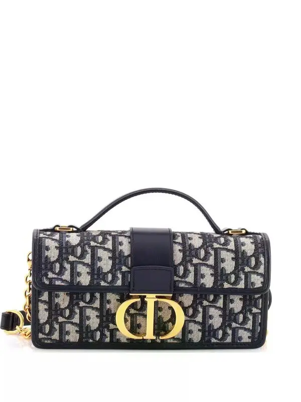Dior Miss Montaigne Top Handle Flap Bag Oblique Canvas Mini Satchel - Blue