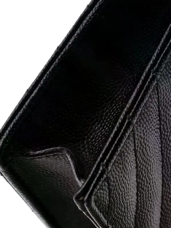 Saint Laurent Matelassé Chevron Leather Wallet On Chain Bag - Black