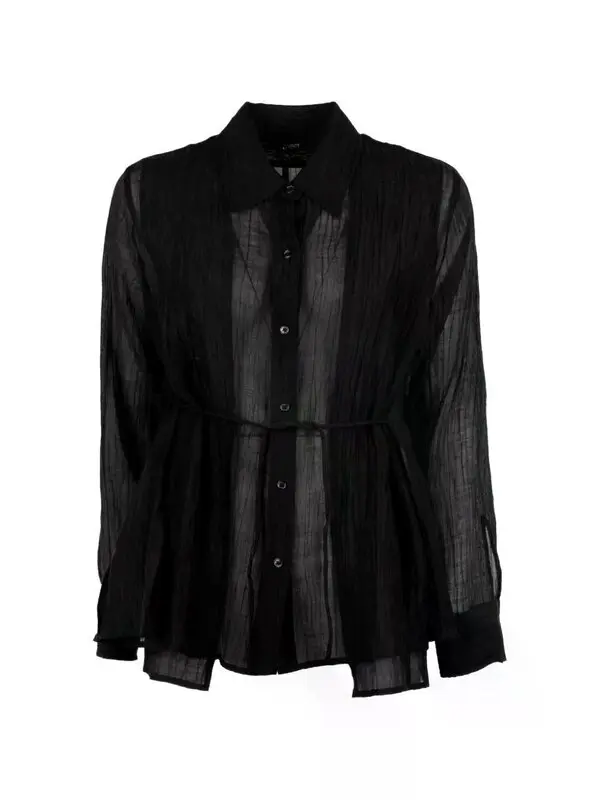 Seventy Crinkled Finish Belted Shirt - Black