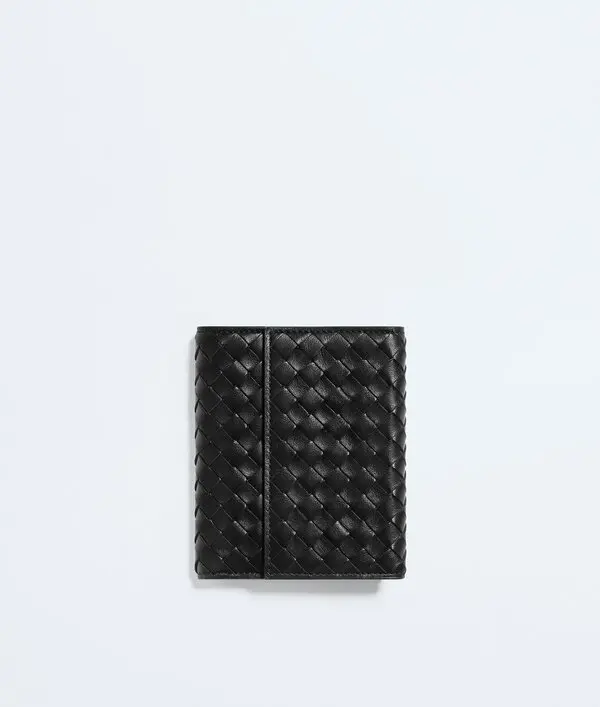 Bottega Veneta Intrecciato Piccolo Small Bi-fold Zipped With Flap - Black
