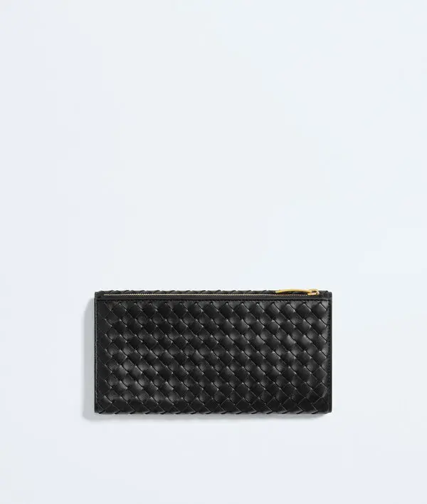 Bottega Veneta Intrecciato Piccolo Long Wallet With Flap - Black