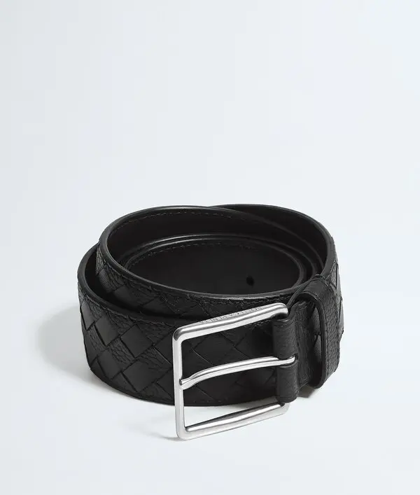 Bottega Veneta Intrecciato Taurillon Belt - Black