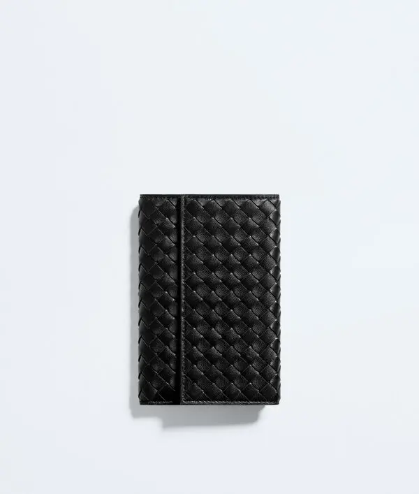 Bottega Veneta Intrecciato Piccolo Medium Bi-fold Zipped With Flap - Black