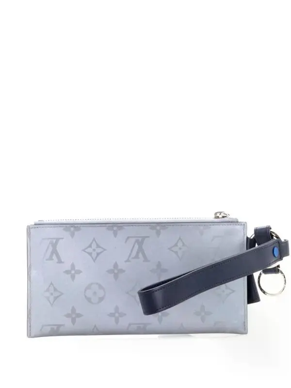 LOUIS VUITTON Alpha Pouch Limited Edition Monogram Satellite Canvas Clutch Bag - Grey