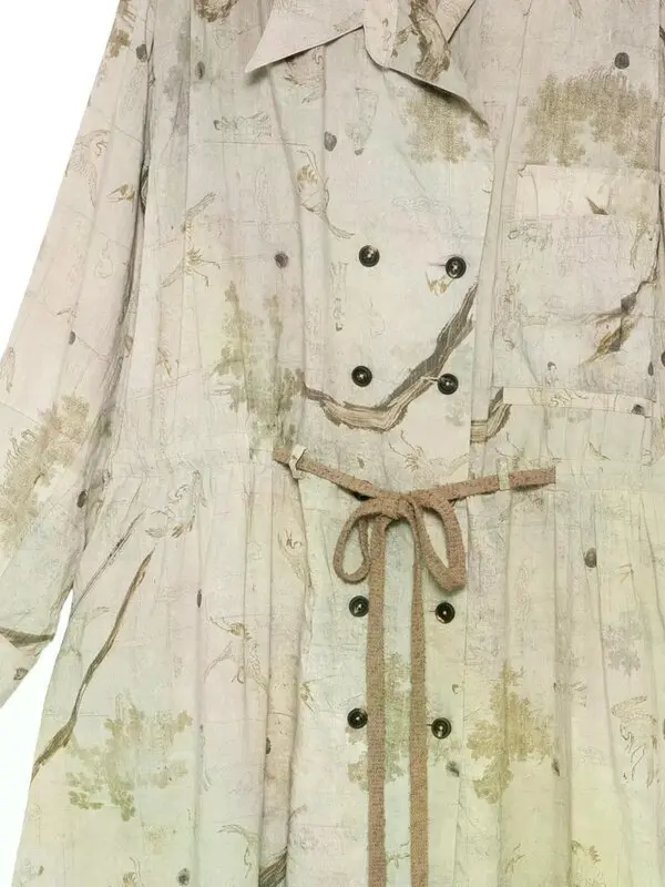 ZIGGY CHEN Graphic Print Double-breasted Coat
