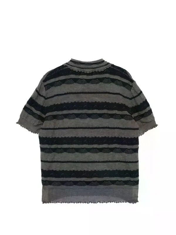 JNBY Striped Polo Top With Ruffle Trim
