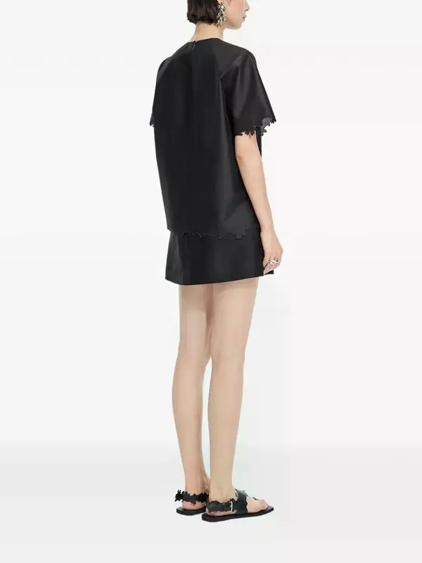 JNBY Scalloped-trim Short-sleeve Top - Black