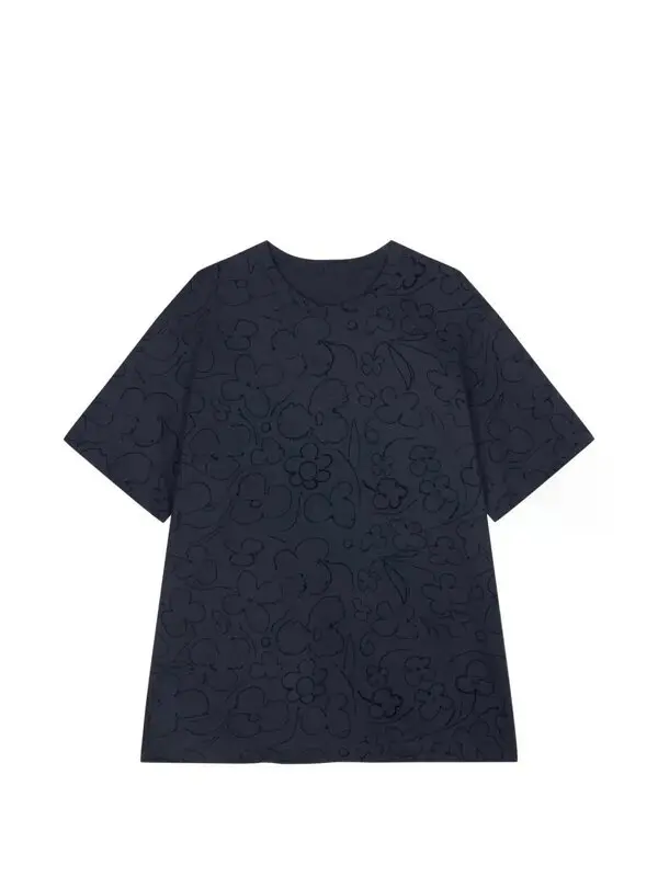 JNBY Flocked Floral-print T-shirt - Blue