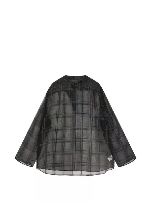 LESS Sheer Check-pattern Blouse - Black