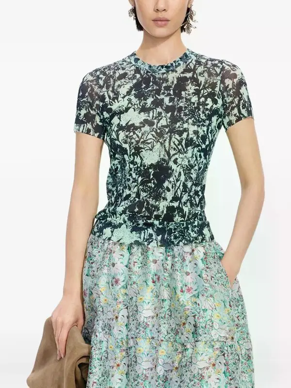 JNBY Floral-print Mesh T-shirt - Black