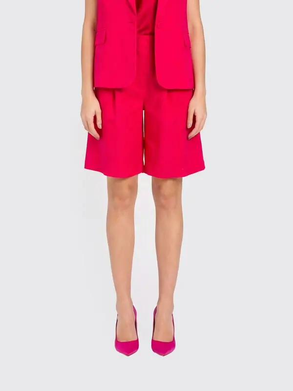 TWINSET Linen Blend High-waisted Shorts - Red