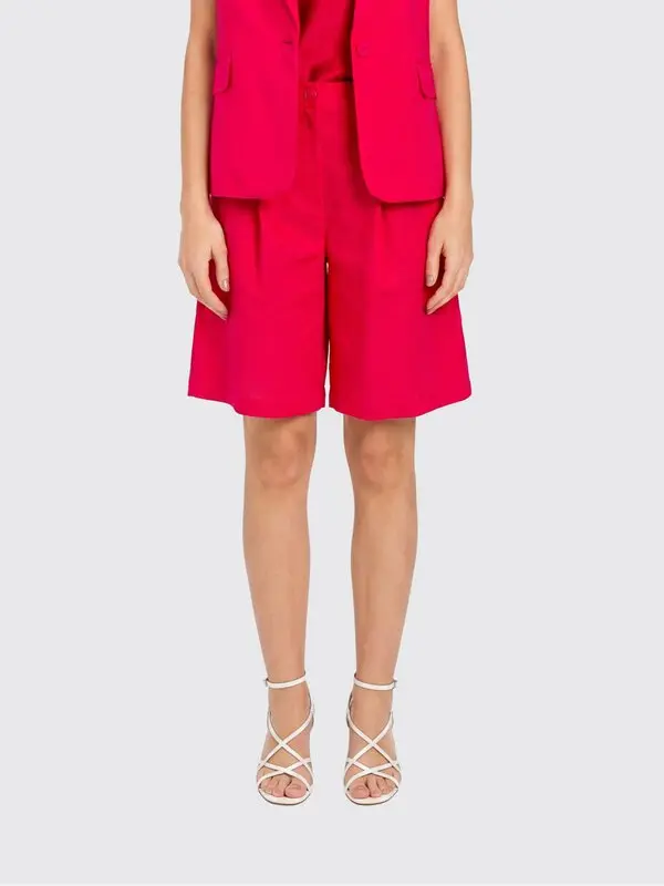 TWINSET Linen Blend High-waisted Shorts - Red