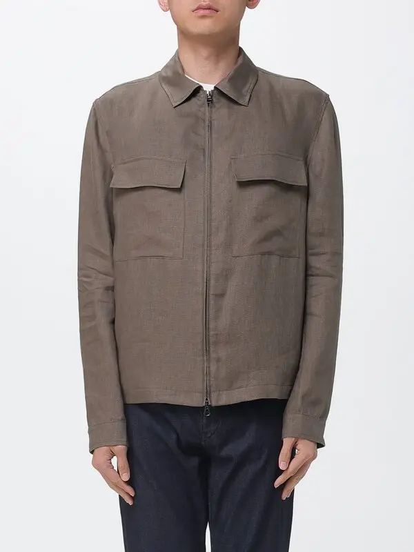 MANUEL RITZ Relaxed Fit Twill Shirt Jacket With Zip Closure - Green