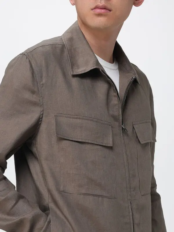 MANUEL RITZ Relaxed Fit Twill Shirt Jacket With Zip Closure