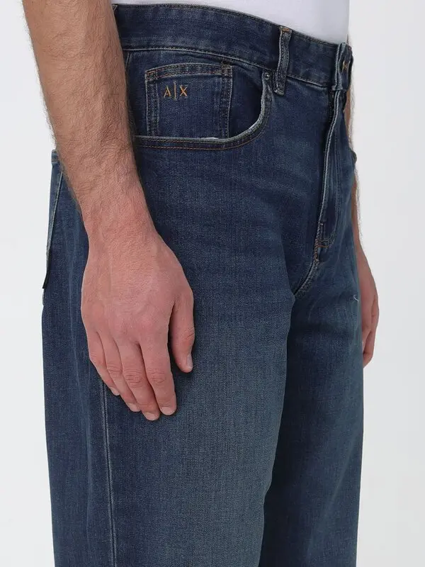 Armani Exchange Wide-leg Cotton Denim Jeans - Navy