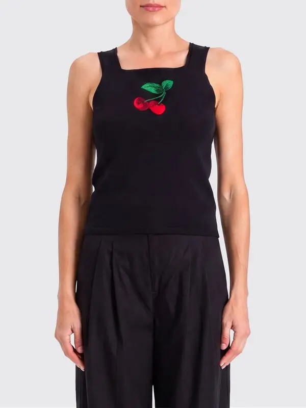 TWINSET Square Neck Top With Cherry Applique