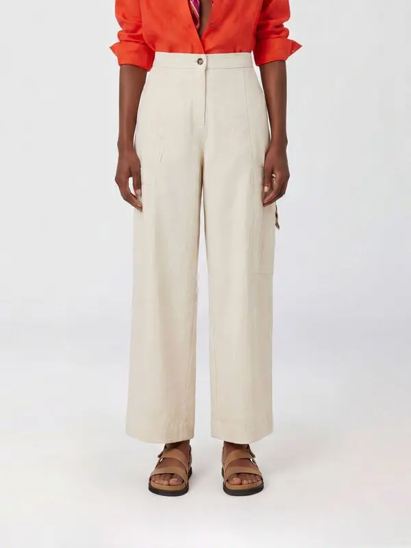 Max Mara Stretch Cotton Cargo Trousers - Red