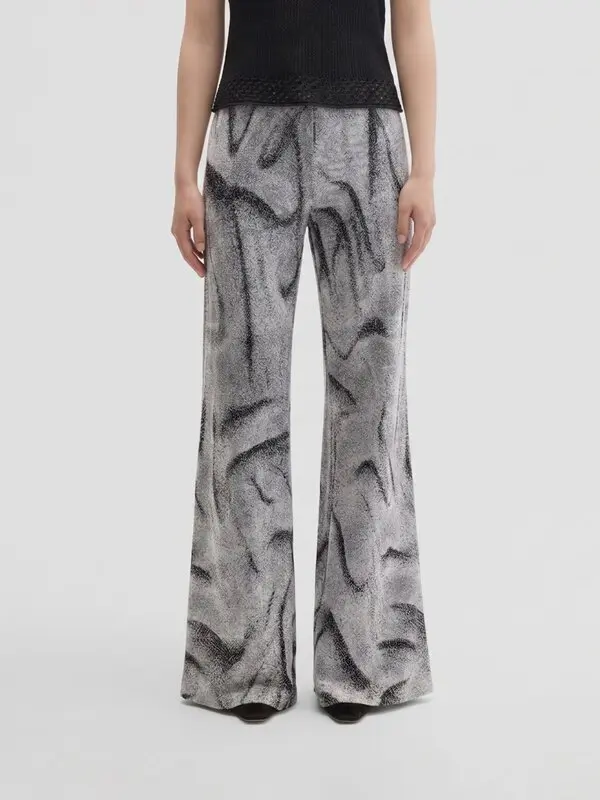MARGHERITA MACCAPANI Printed Organic Cotton Blend Flared Trousers